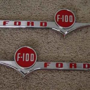 HOODSIDE EMBLEM SET-FORD F100-PAINTED (1956) - Classic Pickup Supplies