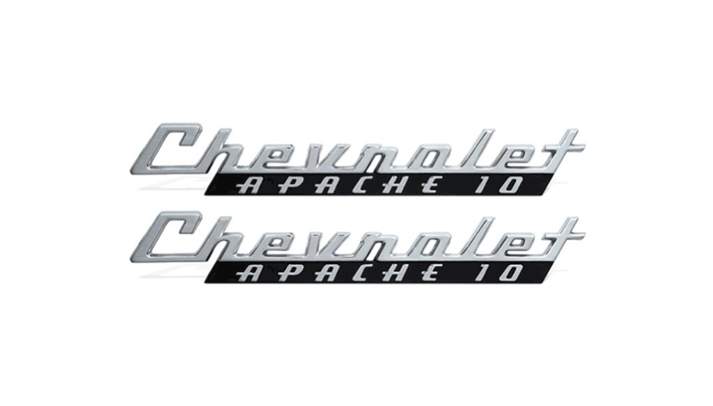 HOOD SIDE EMBLEMS "CHEVROLET APACHE 10" (PAIR) (1960) - Classic Pickup ...