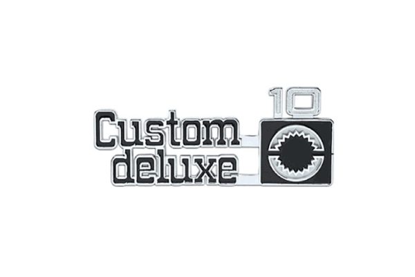 FRONT FENDER EMBLEM "CUSTOM 10 DELUXE" (1975-80) - Classic Pickup Supplies