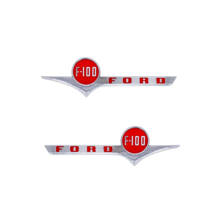 HOODSIDE EMBLEM SET-FORD F100-PAINTED (1956) - Classic Pickup Supplies